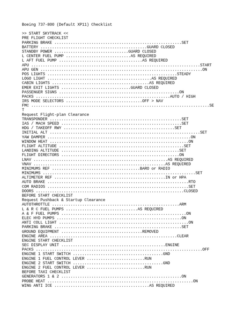 737 Checklist | PDF | Takeoff | Aviation