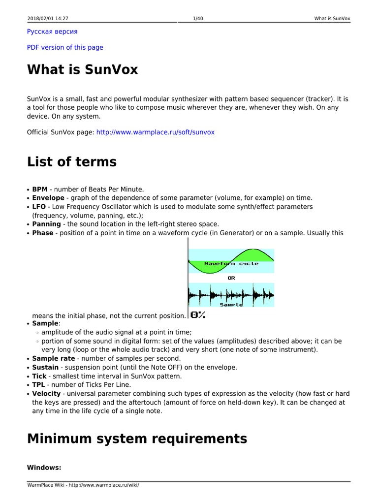 What Is Sunvox: Русская Версия Pdf Version Of This Page | PDF | Low ...