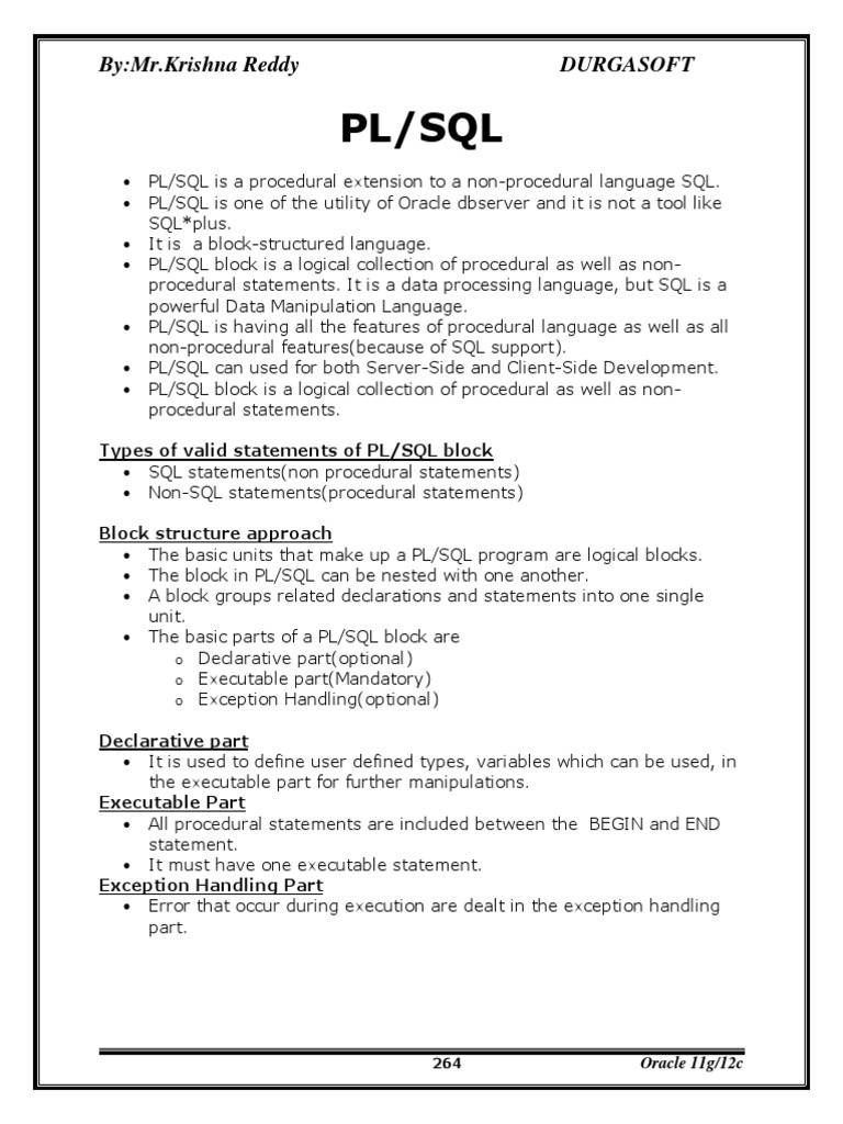 PL/SQL Basics and Block Structure Guide | PDF | Pl/Sql | Control Flow