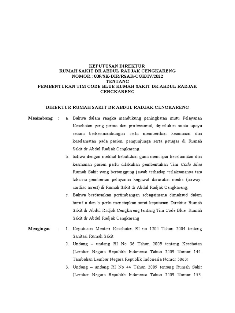 009 Tim Code Blue Rtadjak Ok | PDF