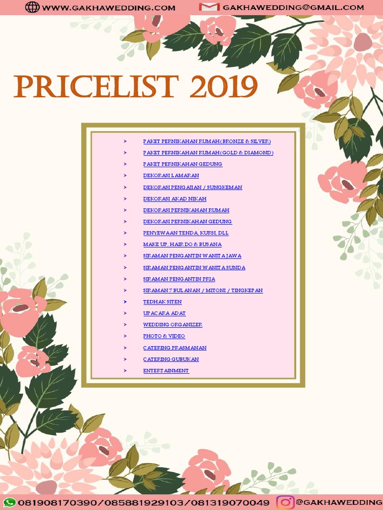 Pricelist Gakha Wedding 2019 | PDF