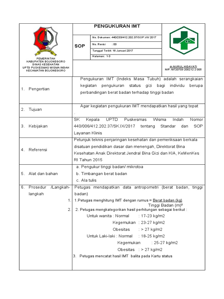 14.SOP Pengukuran IMT | PDF