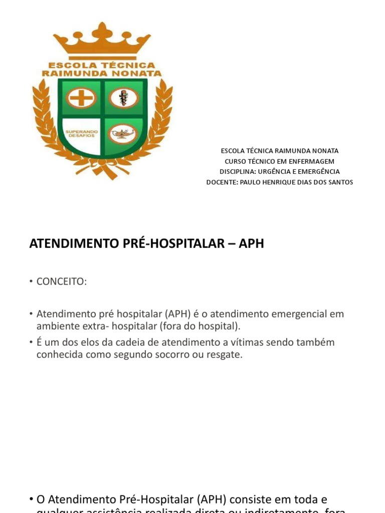 Aph - Atendimento Pre-Hospitalar | PDF | Enfermagem | Paramédico