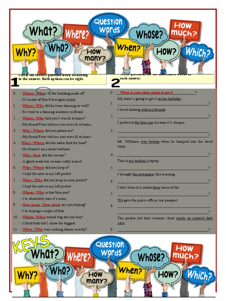 PRINT Question Worksheet ISL Collective | PDF | Language Arts & Discipline
