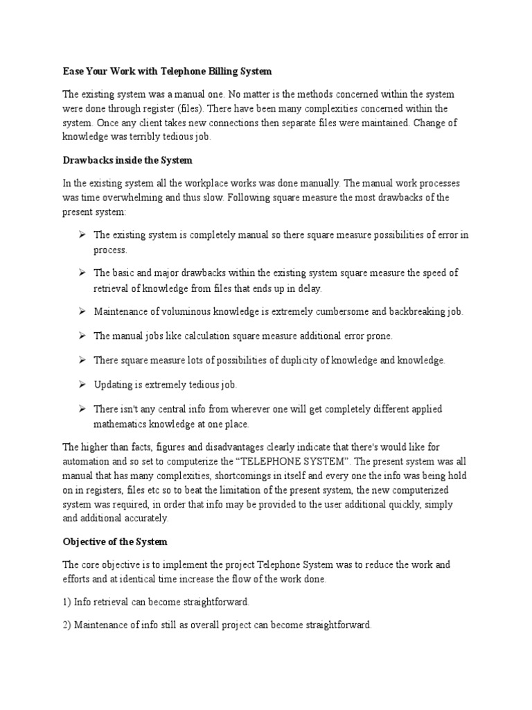 Automating the Telephone Billing System: Reducing Errors, Increasing ...