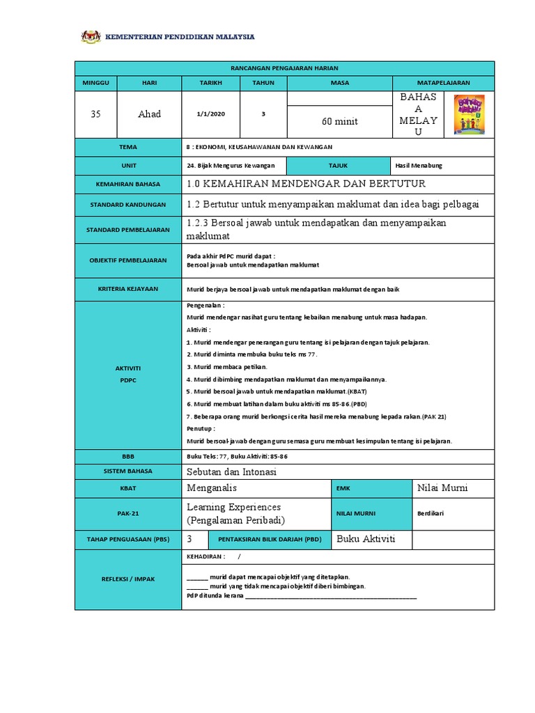RPH BM THN 3-Unit 24 (M35) 3B | PDF