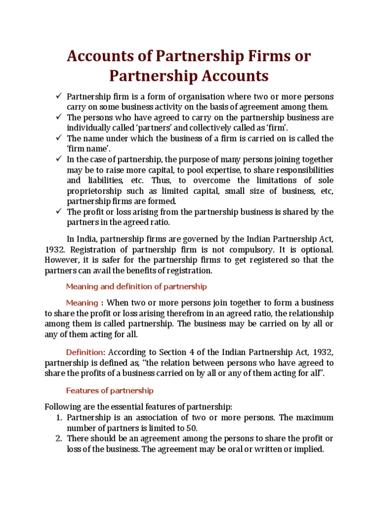 Partnership Accounts | PDF | Partnership | Interest