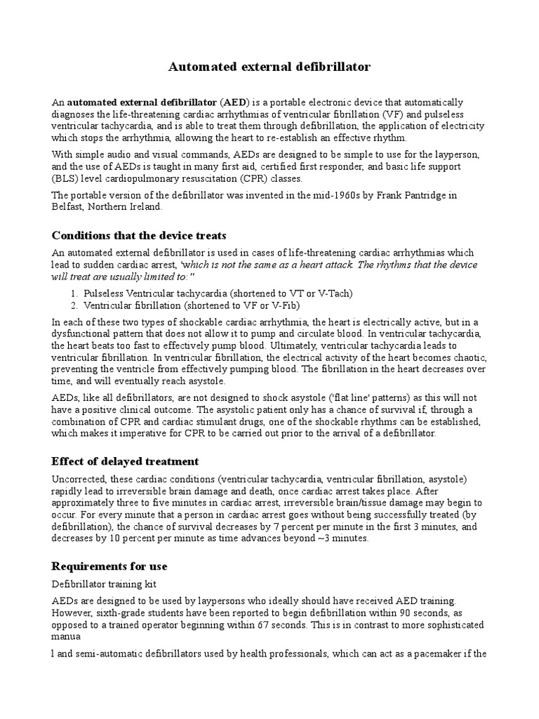 Instrument - Automated External Defibrillator | PDF | Cardiac Arrest ...