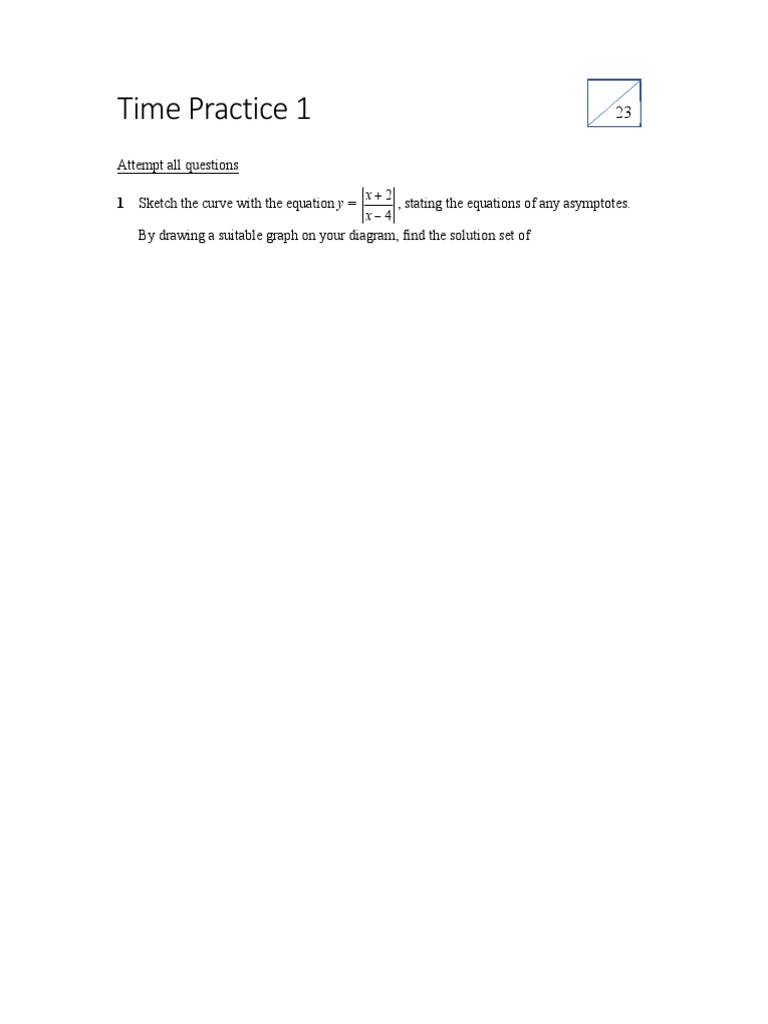 Time Practice 1 | PDF | Equations | Asymptote