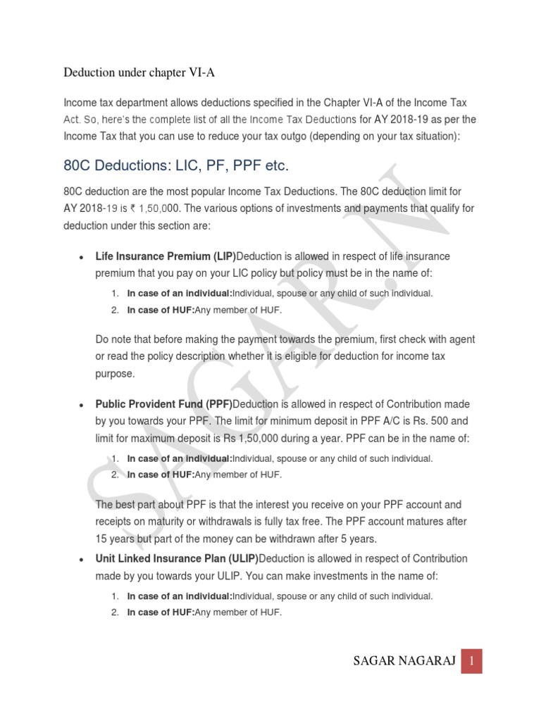 Deduction Under Chapter VI-A | PDF | Tax Deduction | Pension