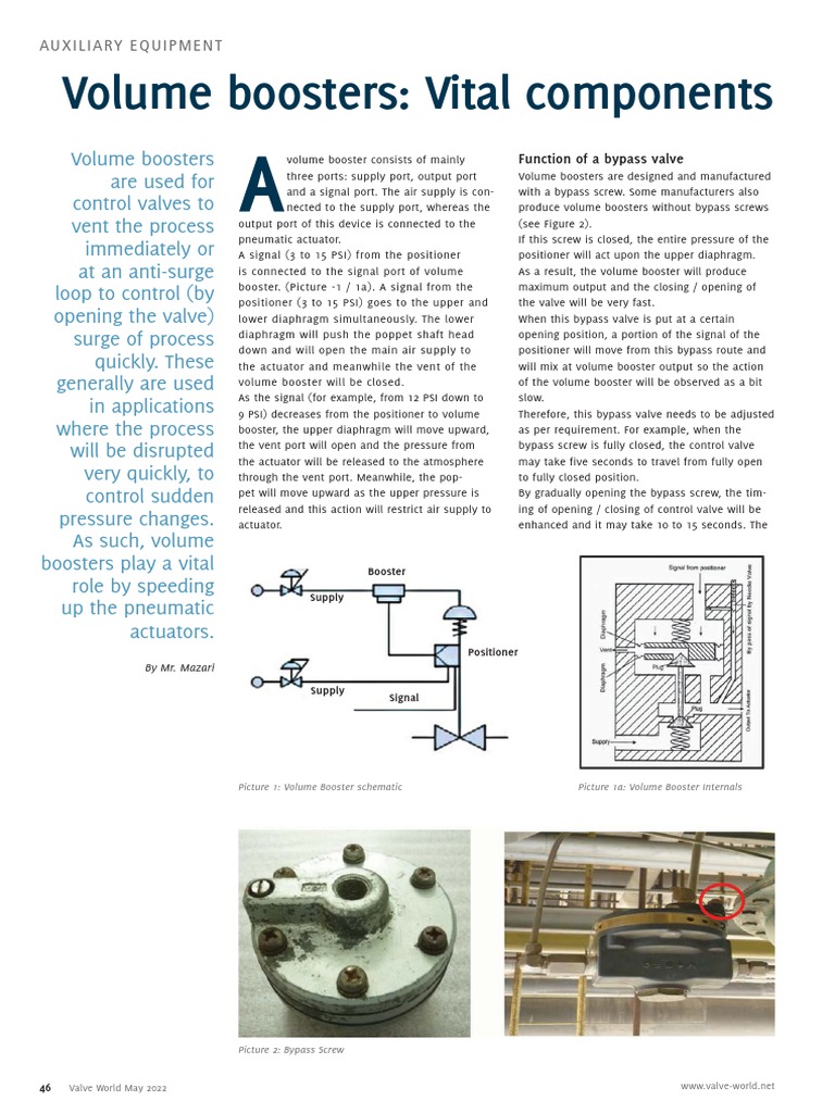 Volume Boosters: Vital Components: Auxiliary Equipment | PDF | Valve ...