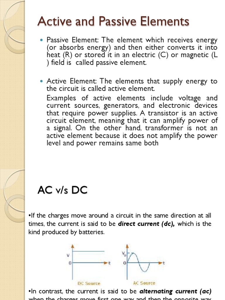 Active and Passive Elements | PDF | Electrical Network | Voltage