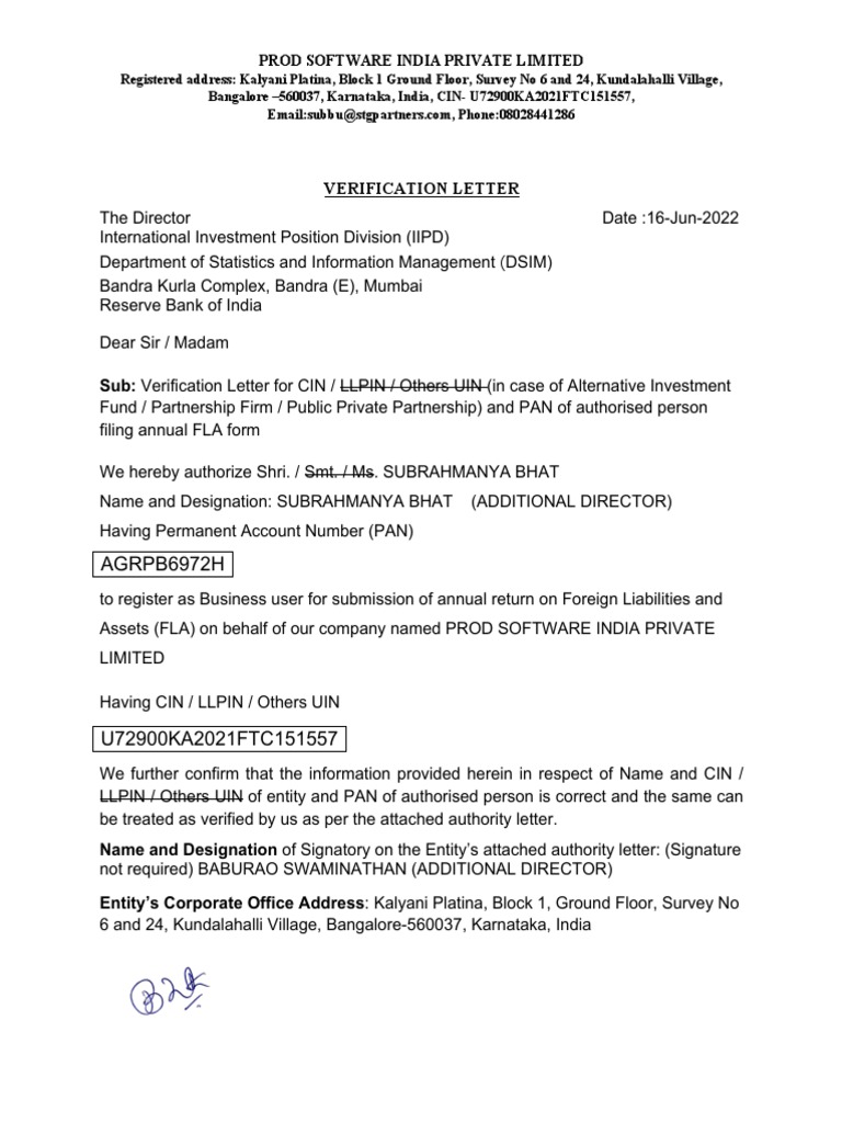 Revised Format of Verification Letter | PDF