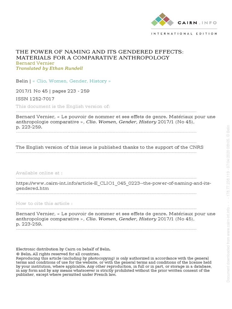 Vernier - 2017 - Power of Naming | PDF | Family | Inheritance