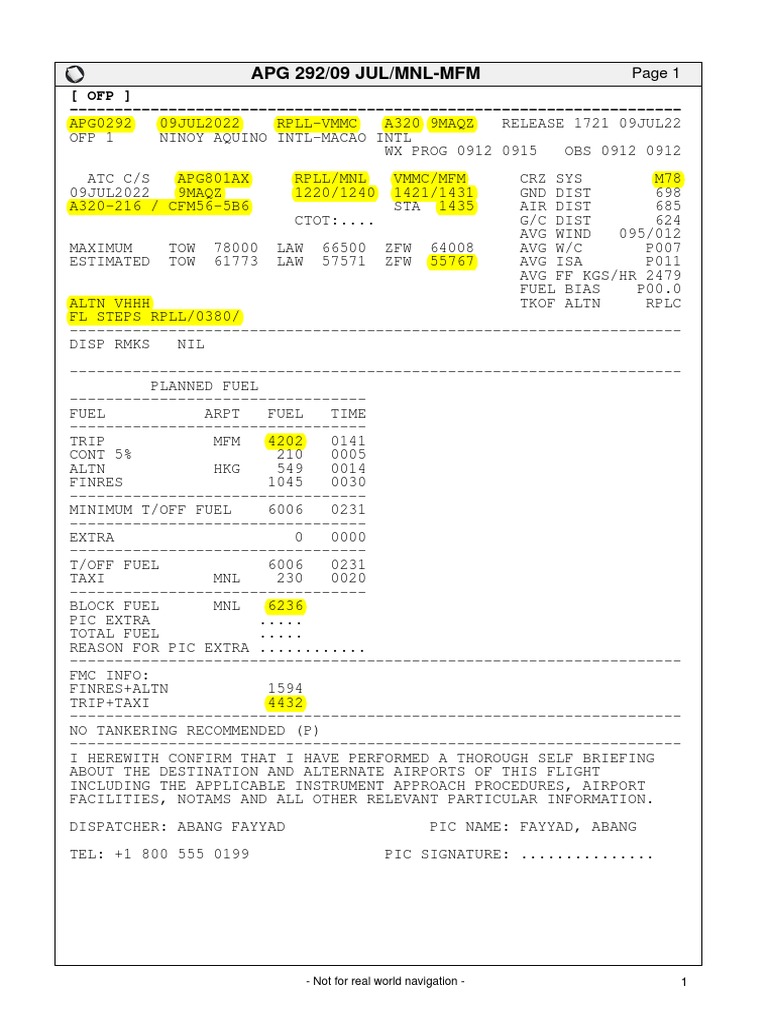 SimBrief Flight Dispatch Highlight | PDF | Air Traffic Control ...