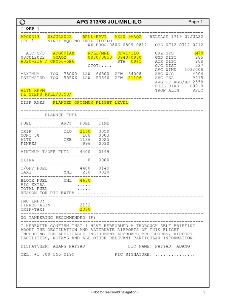 SimBrief Flight Dispatch Highlight 3 | PDF | Aircraft | Radio