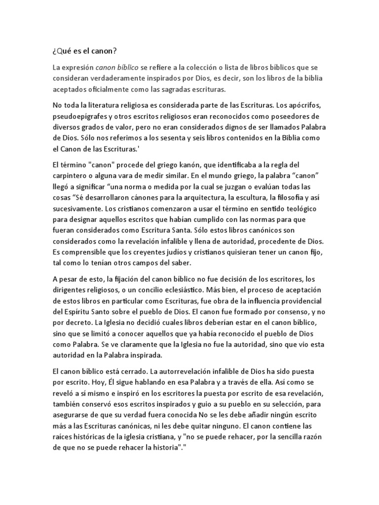 Qué Es El Canon | PDF | Biblia | Canon bíblico