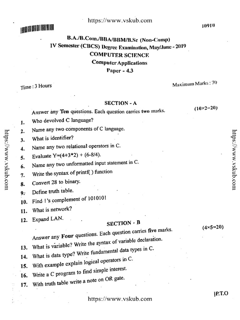 2019-CA Question Paper | PDF