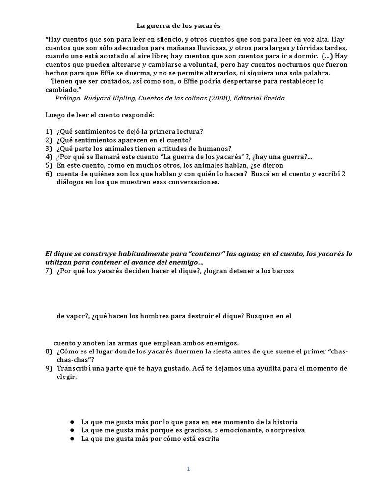 La guerra de los Yacarés. Secuencia. | PDF | Lingüística
