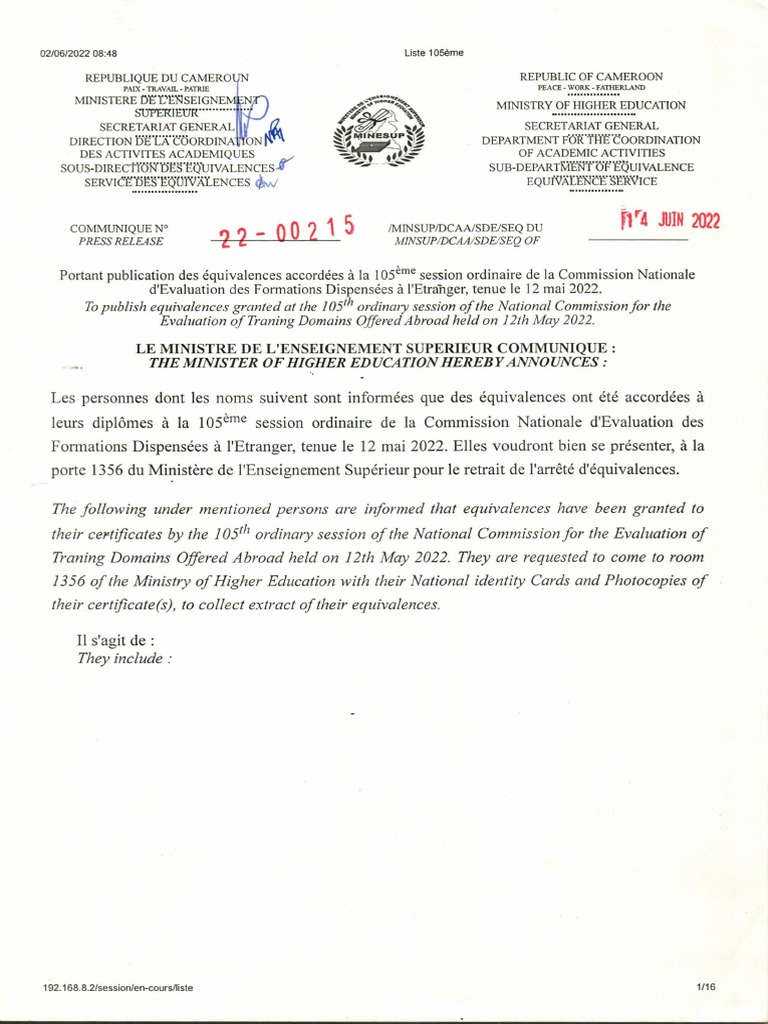 CNE 2022 - 105e Session | PDF