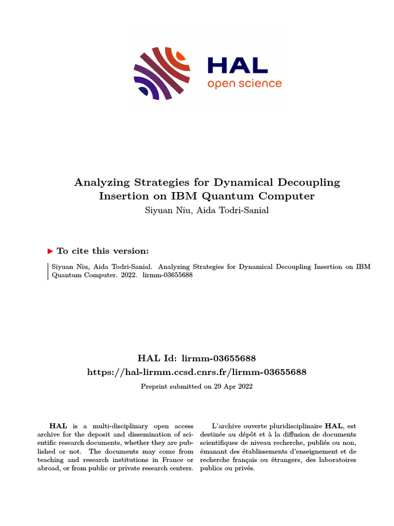 Analyzing Strategies For Dynamical Decoupling Insertion On IBM Quantum Computer | PDF | Quantum ...