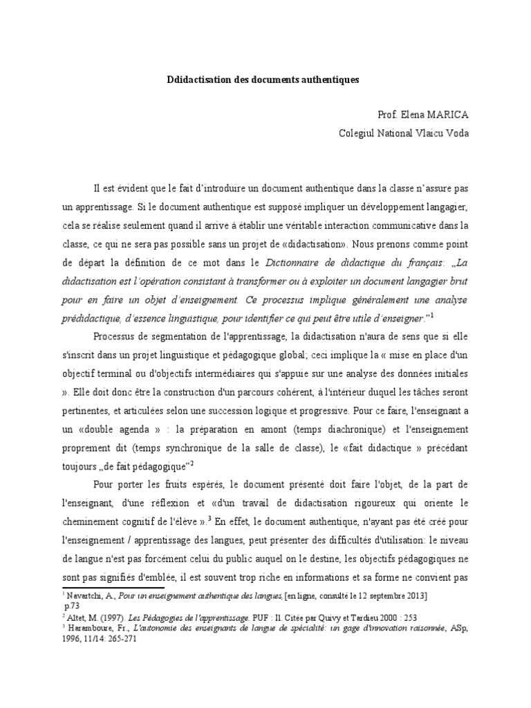 Didactisation Des Documents Authentiques | PDF | Document | Pédagogie