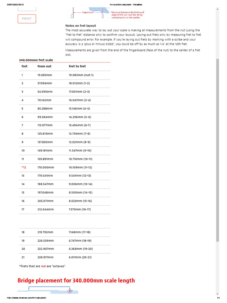Fret Position Calculator - Stewmac Cavaquinho | PDF | Gaiaphones ...