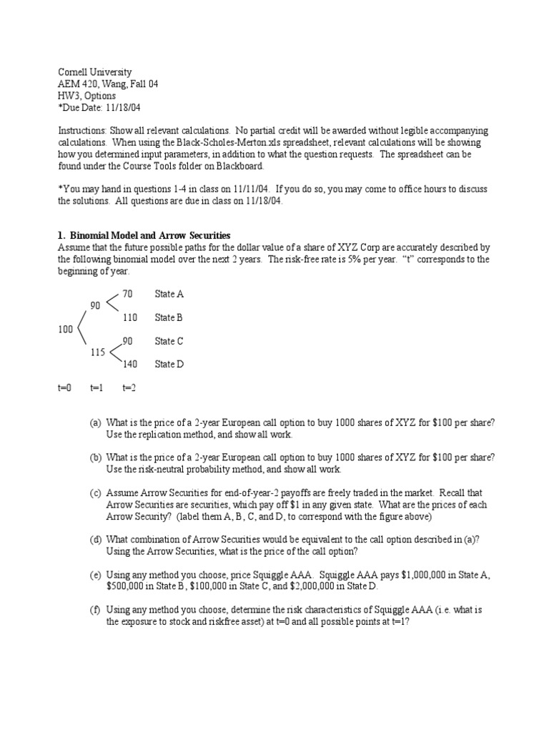 Binomial Model and Arrow Securities | PDF | Greeks (Finance) | Option ...