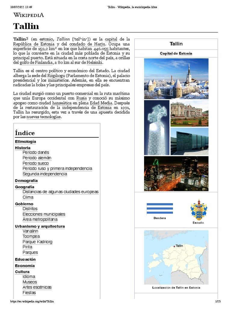 Tallin - Wikipedia, La Enciclopedia Libre | PDF | Estonia | Unión Soviética