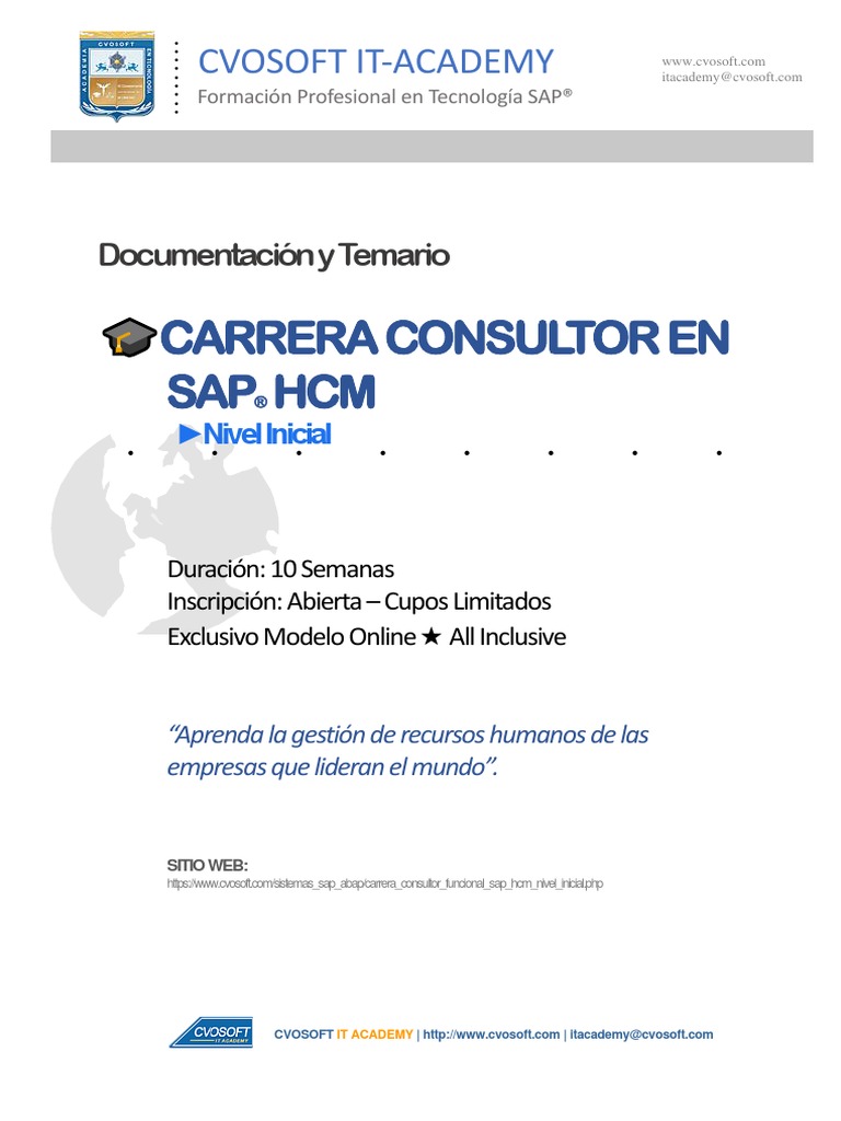 CVOSOFT Carrera Consultor Sap HCM Inicial | PDF | Reclutamiento | Gestión de recursos humanos