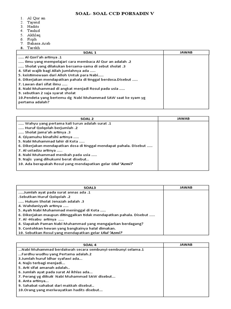 Soal CCQ 2022 TJ | PDF | Perjalanan | Agama & Spiritualitas