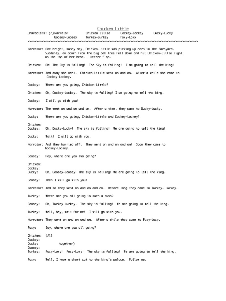 Chicken Little Story | PDF