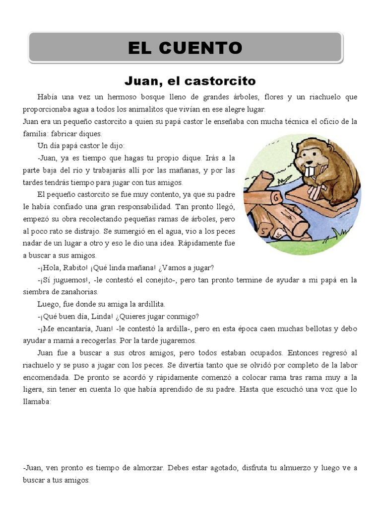 El Cuento para Tercer Grado de Primaria | PDF | Castor