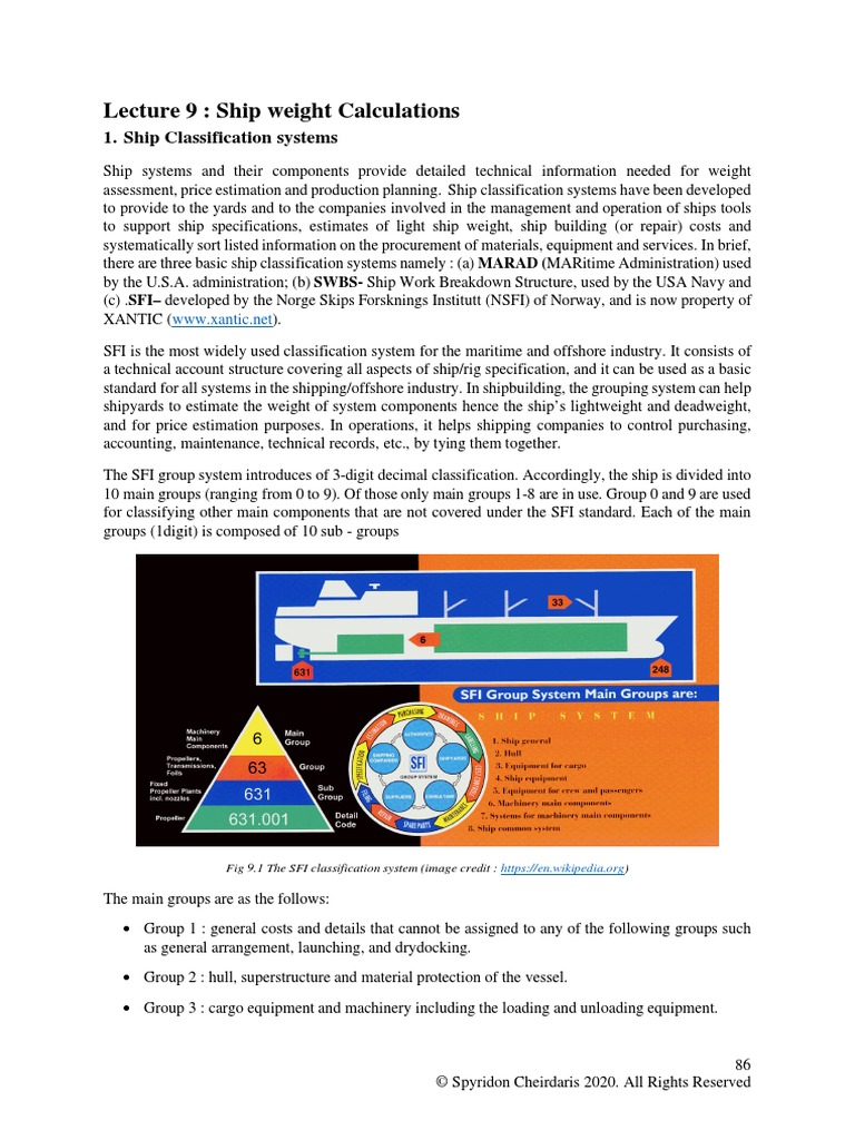 Lecture 9: Ship Weight Calculations | PDF | Ships | Marine Propulsion