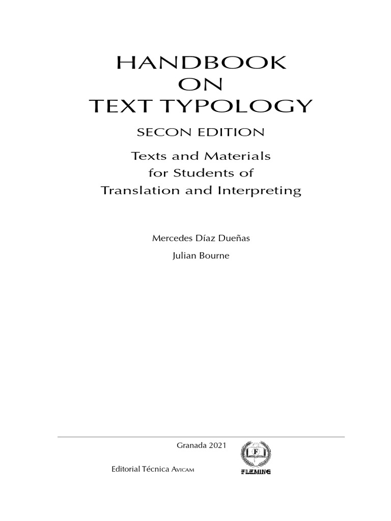Handbook ON Text Typology: Secon Edition Texts and Materials For ...