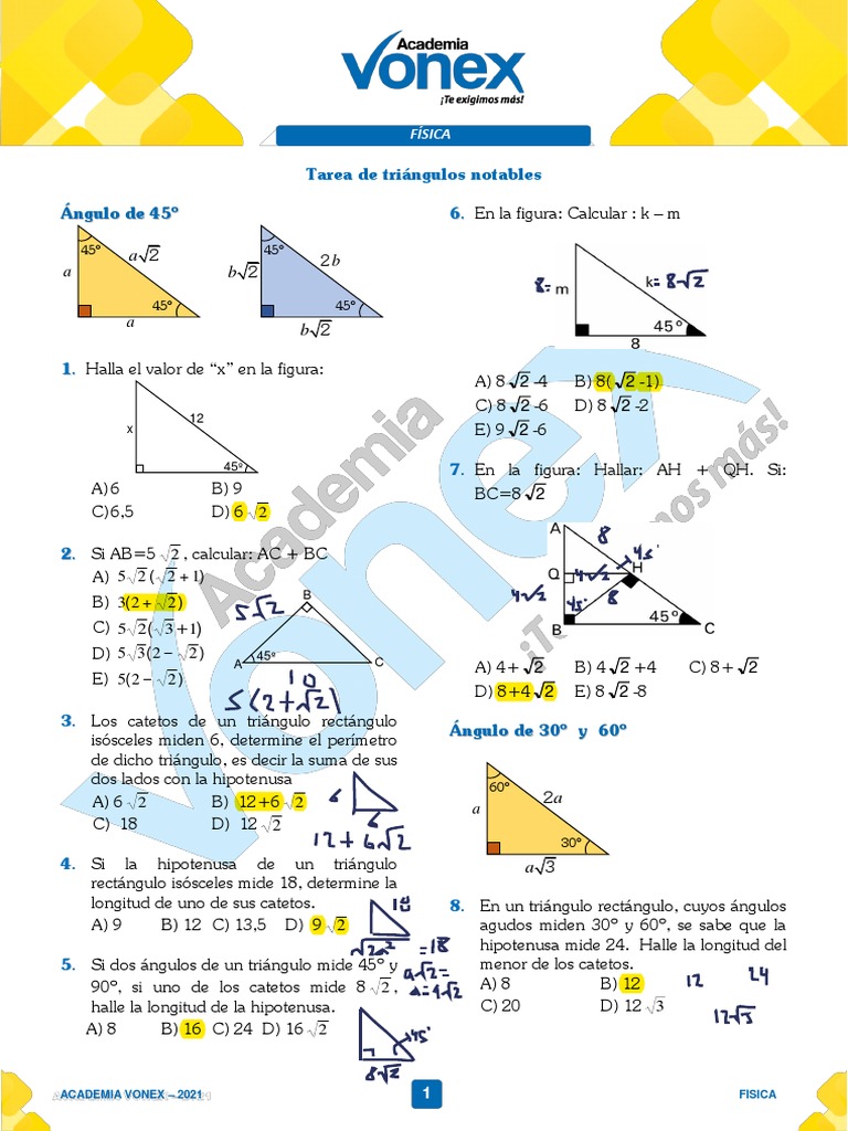Tarea Triángulos Notables | PDF | Triángulo | Geometría Elemental