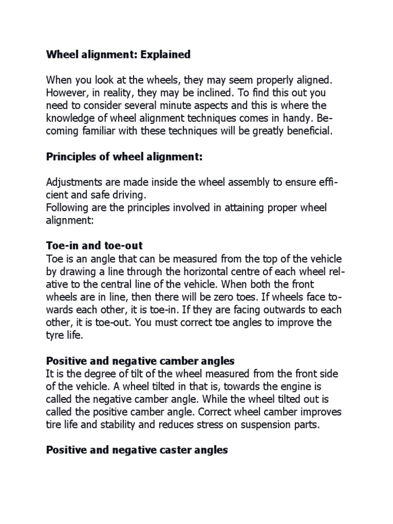 Understanding the Principles of Wheel Alignment: Toe, Camber, Caster ...