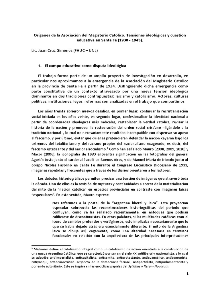Orígenes de La Asociación Del Magisterio Católico | PDF | Iglesia ...