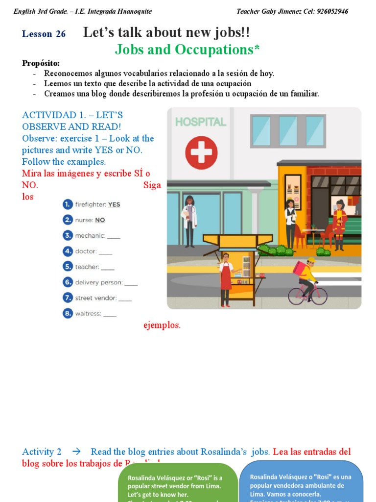 Vocabulario de Profesiones en Inglés | PDF