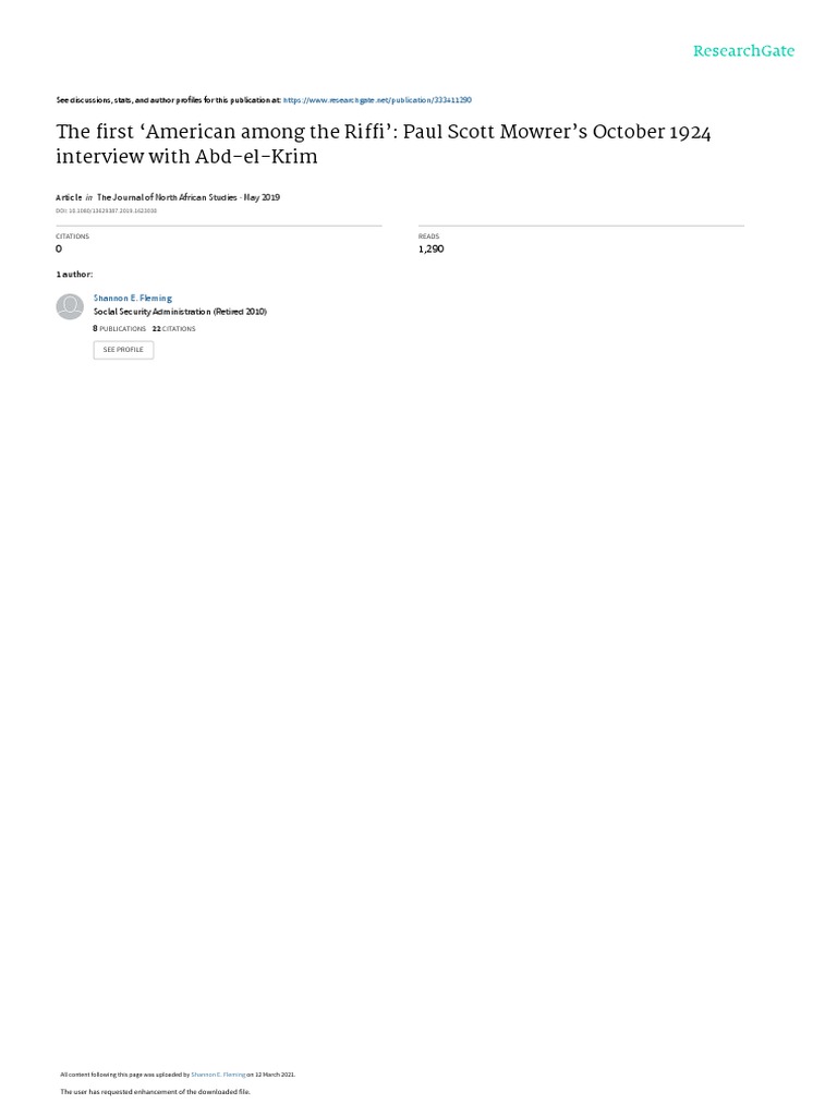 The First American Among The Riffi': Paul Scott Mowrer's October 1924 ...