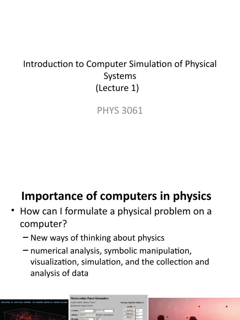 Introduction To Computer Simulation of Physical Systems (Lecture 1) | PDF | Class (Computer ...