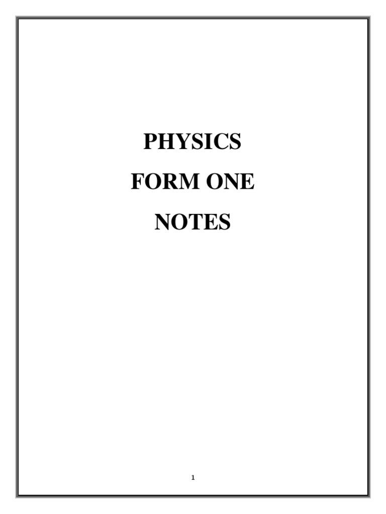 Physics Form One | PDF | Force | Buoyancy