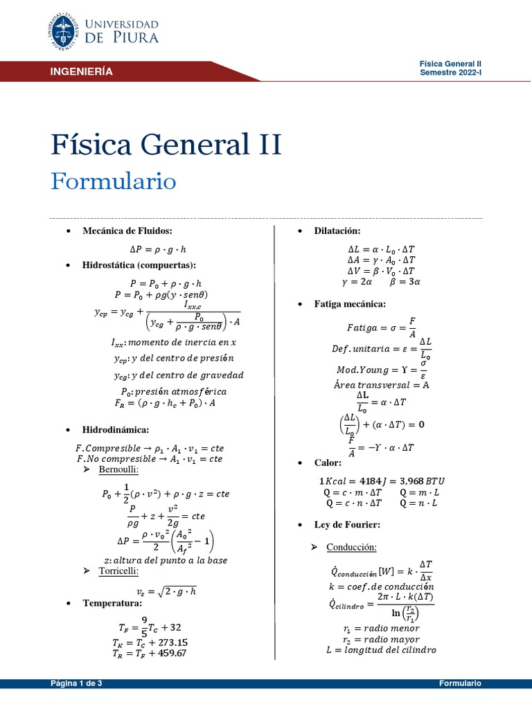 Física General II: Formulario | PDF