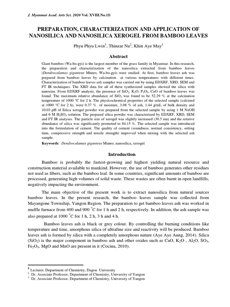 Preparation, Characterization and Application of Nanosilica and ...