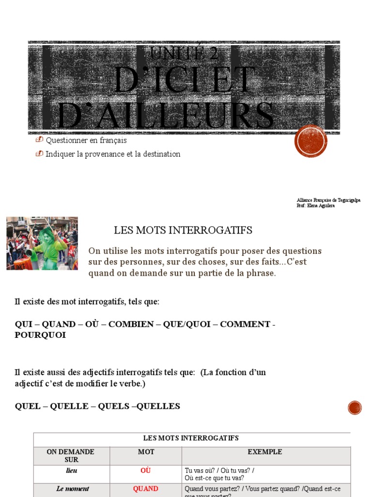 Mots interrogatifs en français | PDF | Question | Nombre grammatical