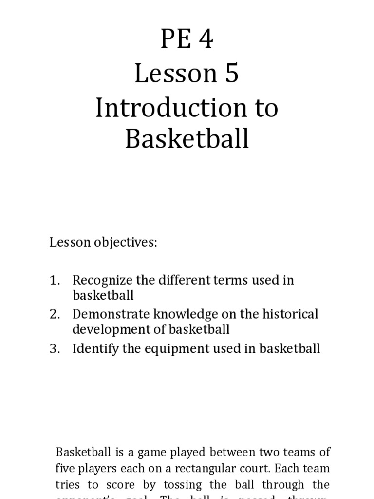 PE 4 Lesson 5: Introduction to the History and Terminology of ...