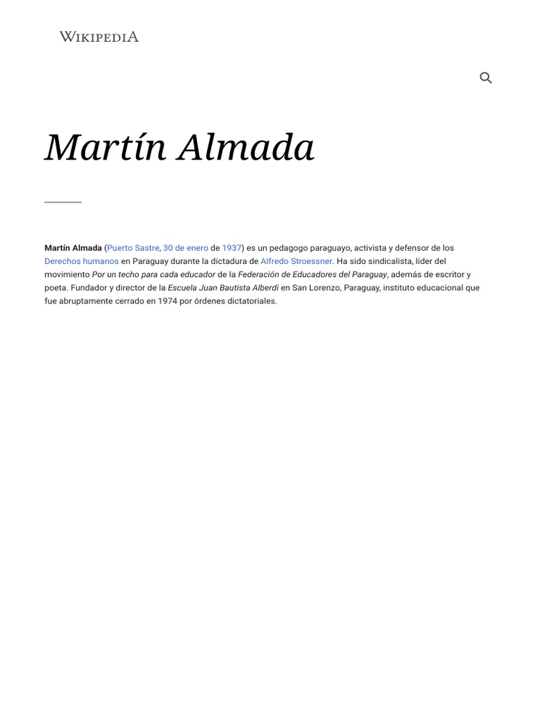 Martín Almada - Wikipedia, La Enciclopedia Libre | PDF | Justicia ...