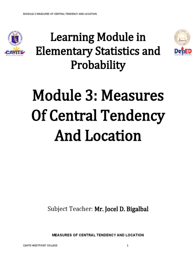 Module-3.1-Elementary-Statistics | PDF | Mean | Mode (Statistics)