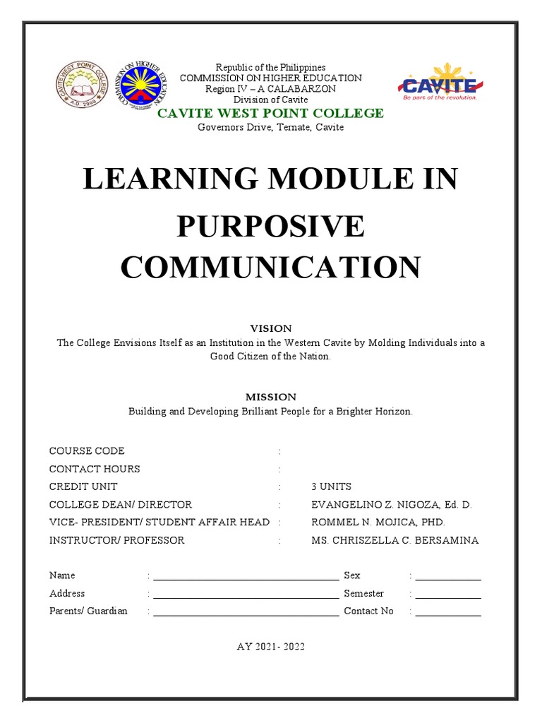 MIDTERM-MODULE-IN-PURPOSIVE-COMMUNICATION | PDF | Communication | Fallacy