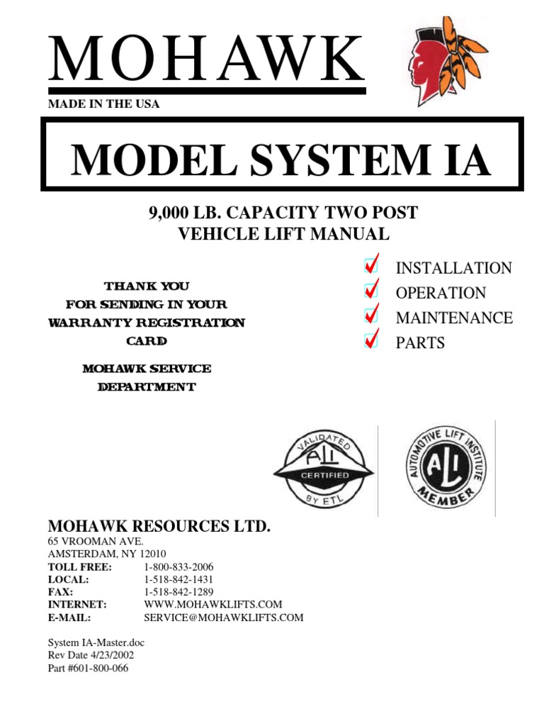 Model System Ia: Mohawk | PDF | Elevator | Concrete